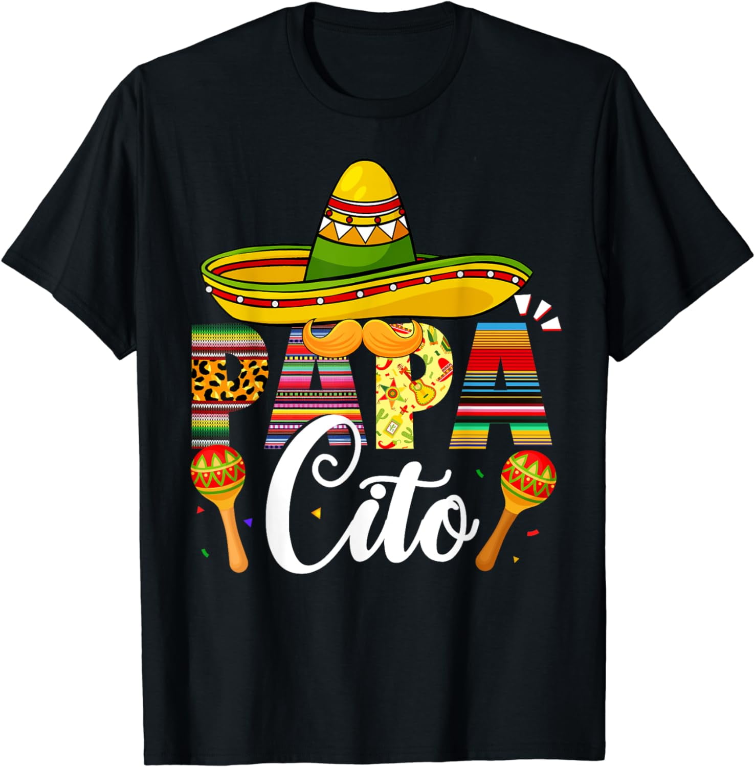 Papacito Cinco De Mayo Leopard Fiesta Mexican Father's Day T-Shirt ...