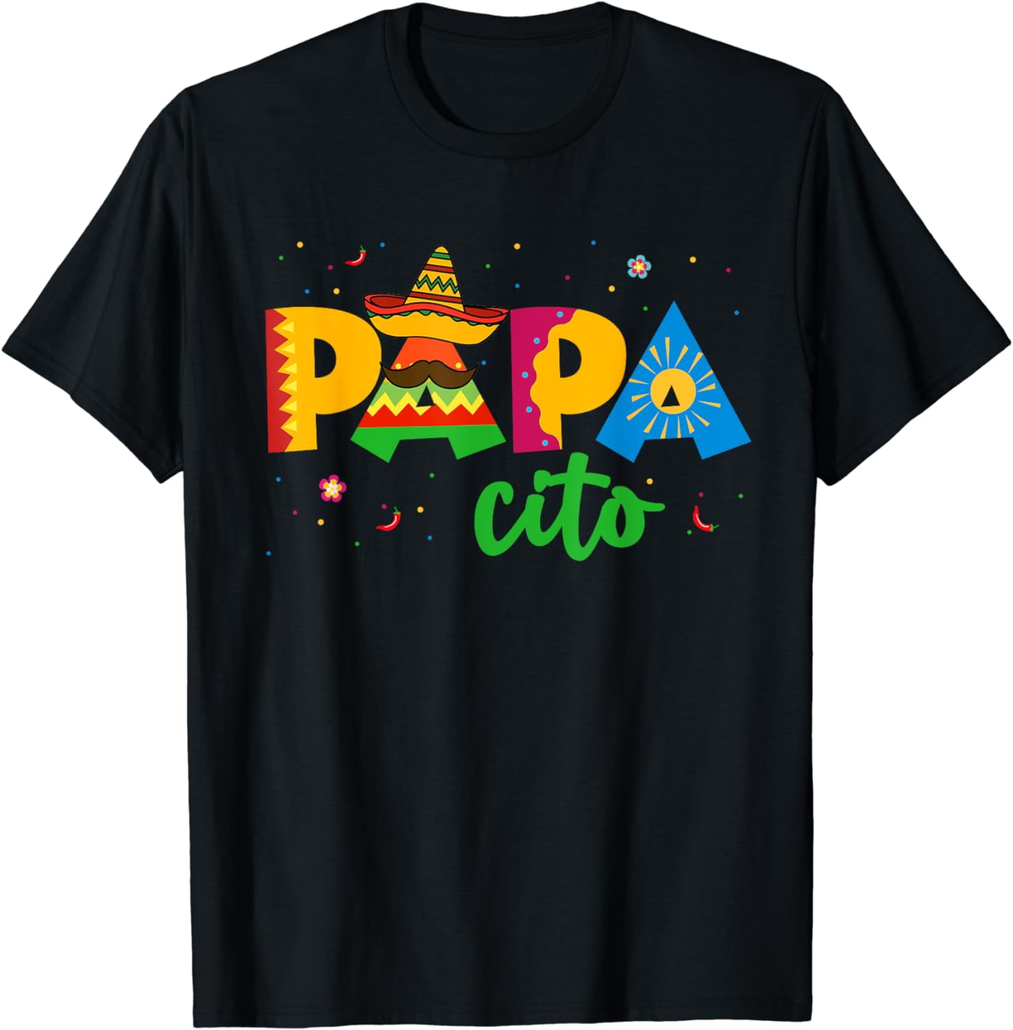 Papacito Cinco De Mayo Sombrero Men Papa Dad Father's Day T-Shirt ...