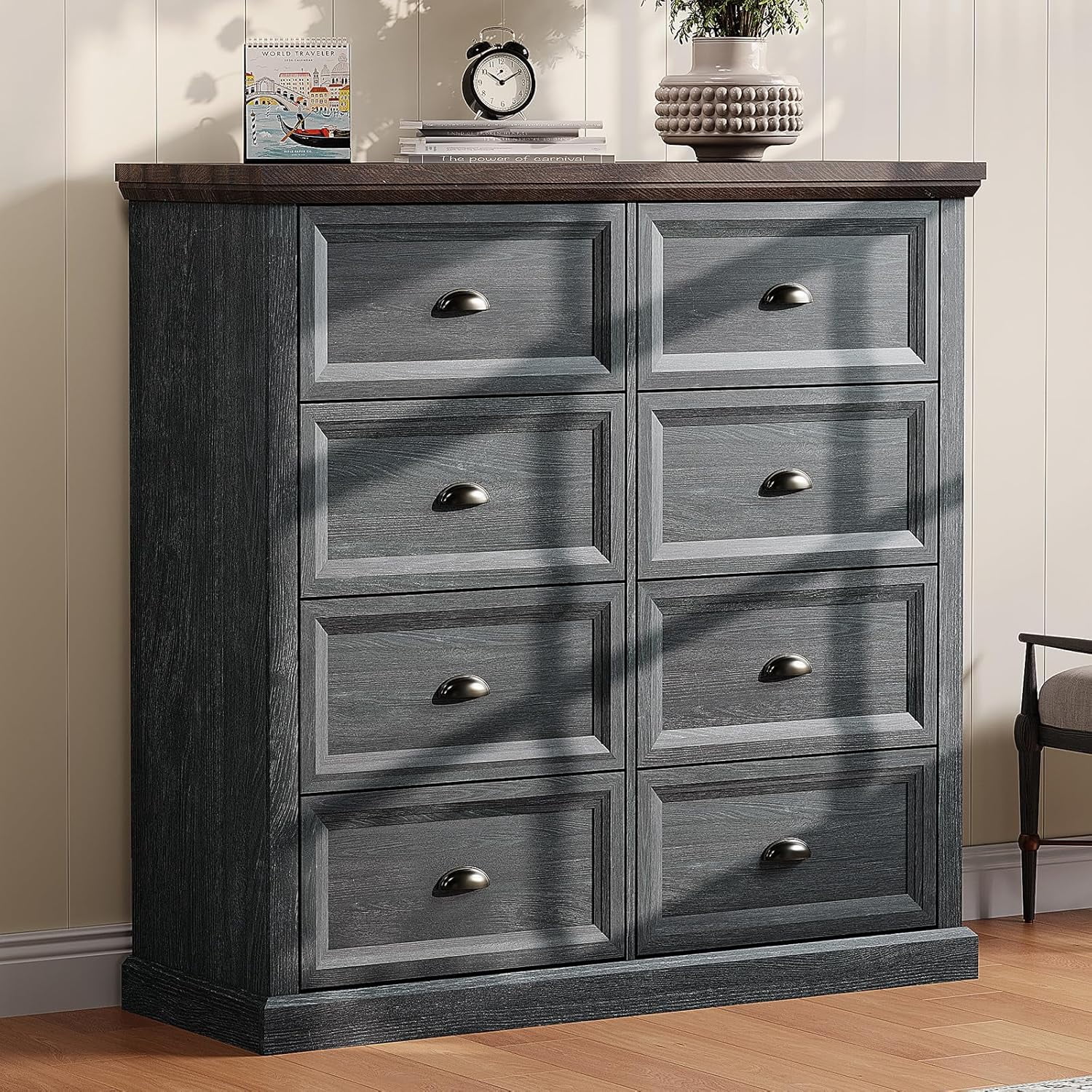 Papajet 42" Farmhouse 8 Drawer Dresser with Storage Drawers, Living ...