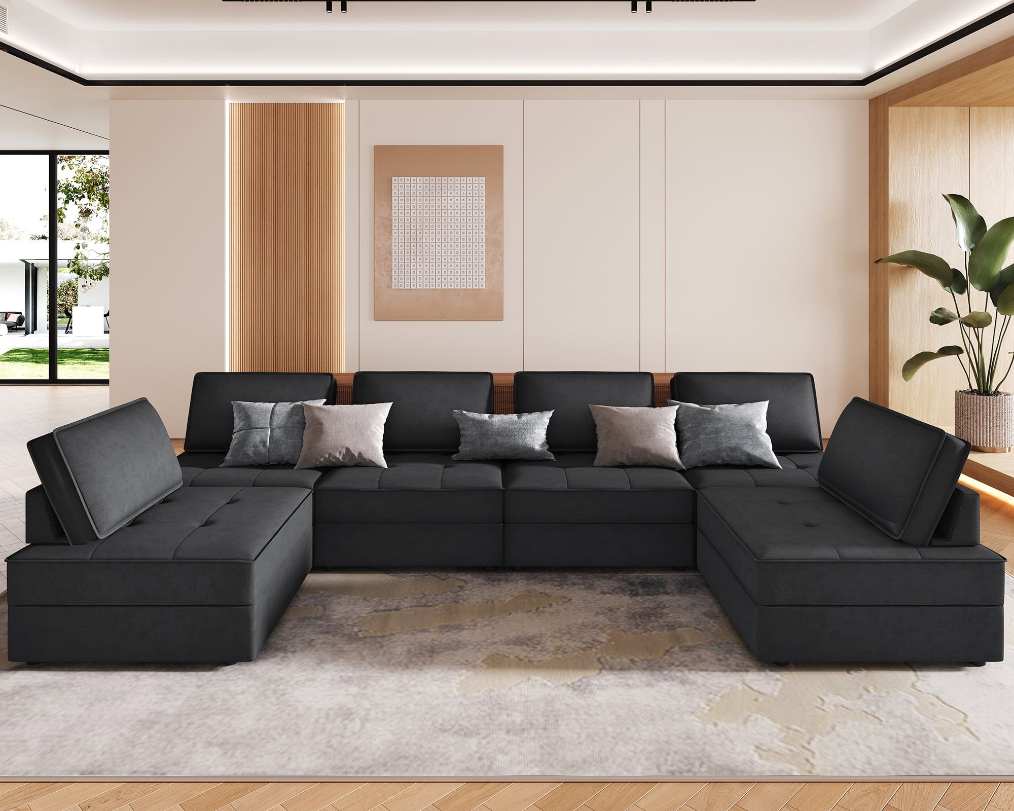 Papajet 6 Seater Modular Sectional Couch- Convertible U Shaped Sofa, 32 ...