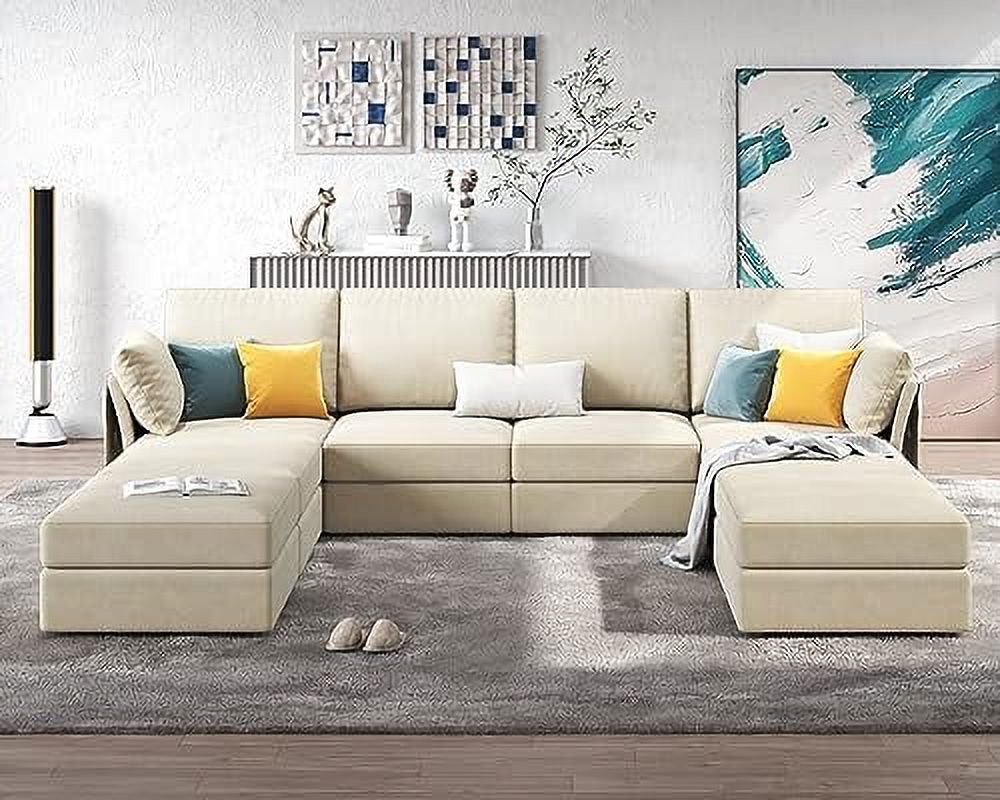 Merluxy Modular Sectional Sofa, 8 Seats U-shaped Oversized Couch with Storage , Ottomans ...