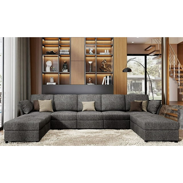 Papajet Sectional Sofa, Modular U Shaped Couch with Ottomans- 9 Seat ...