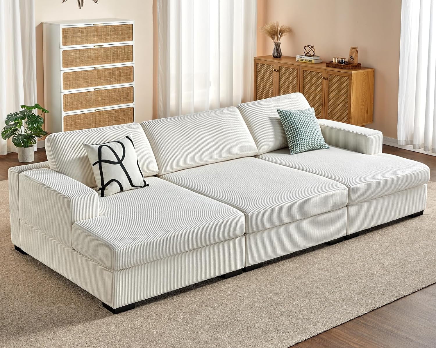 Free Shipping! Papajet 120 inch 3-Piece Chaise Sofa, Oversized Comfy ...