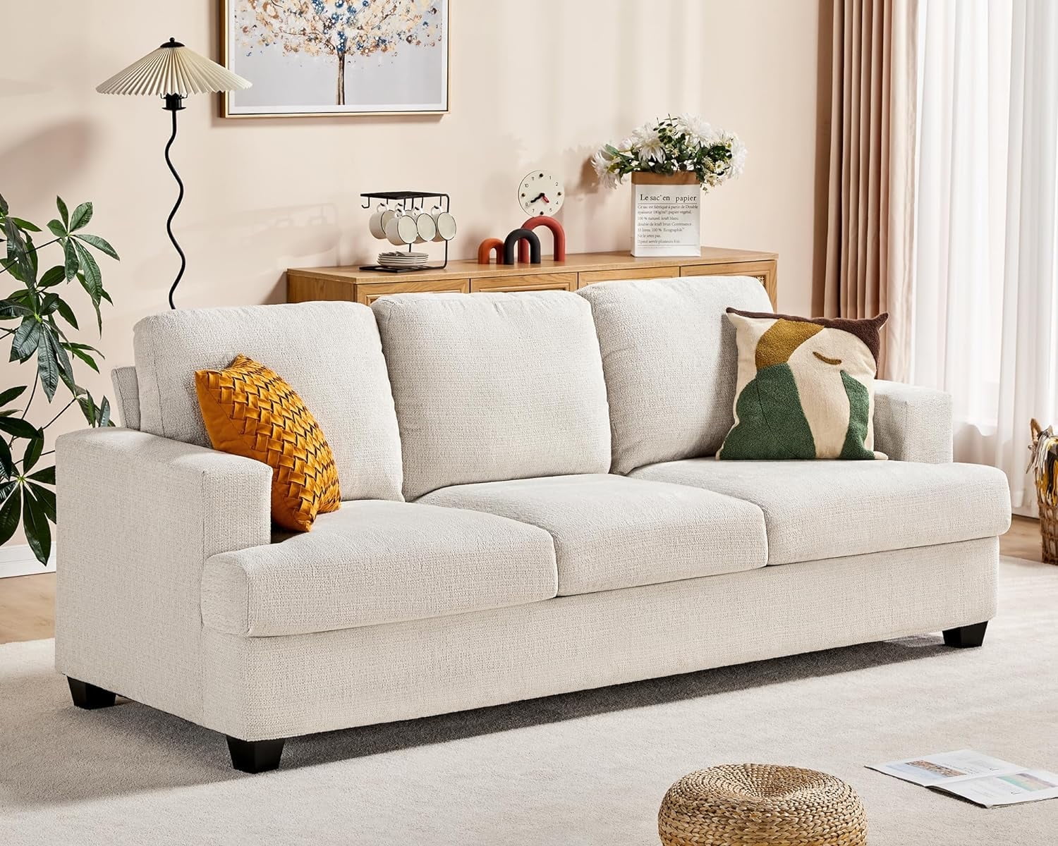 Merluxy Sofa, 3 Seater Modern Couch, 89 inch Wide Comfy Couch for ...