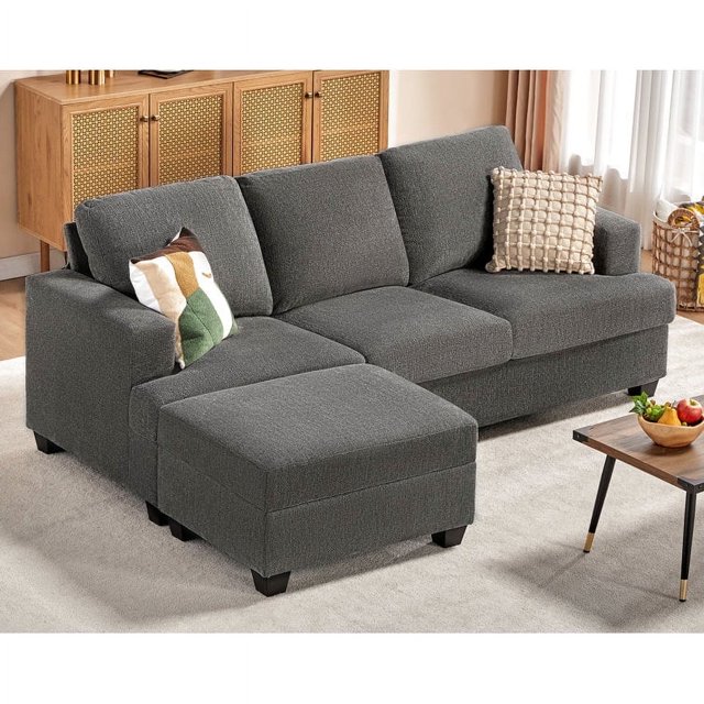 Papajet Sofa, 3 Seater Modern Couch with Ottoman, 89 inch Cozy Sofa for ...