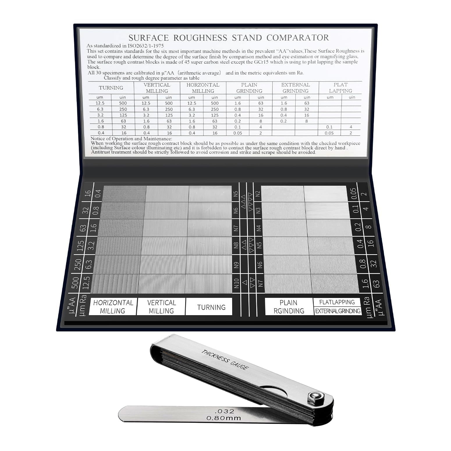 Papakesue Surface Roughness Comparator,Ra0.05-12.5mm Microfinish ...