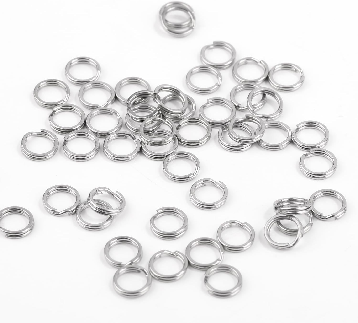 Papapt 100 Pcs Split Rings, 6.3mm Dog Cat Tag Ring Silver Split Rings Stainless Steel Key Ring ...