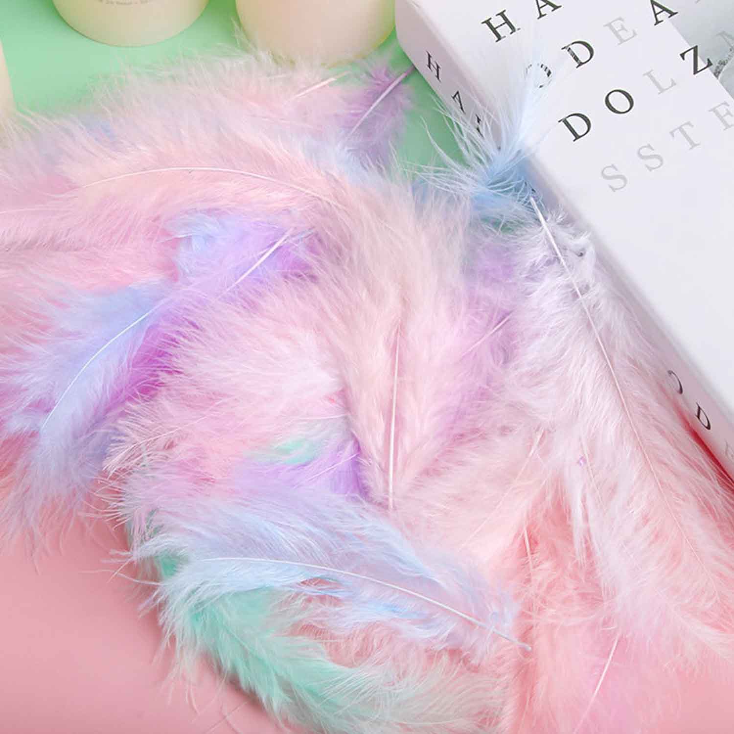 Papapt 100 Pcs Tiny Pastel Colors Goose Feather 5-8CM Assorted Fluffy ...