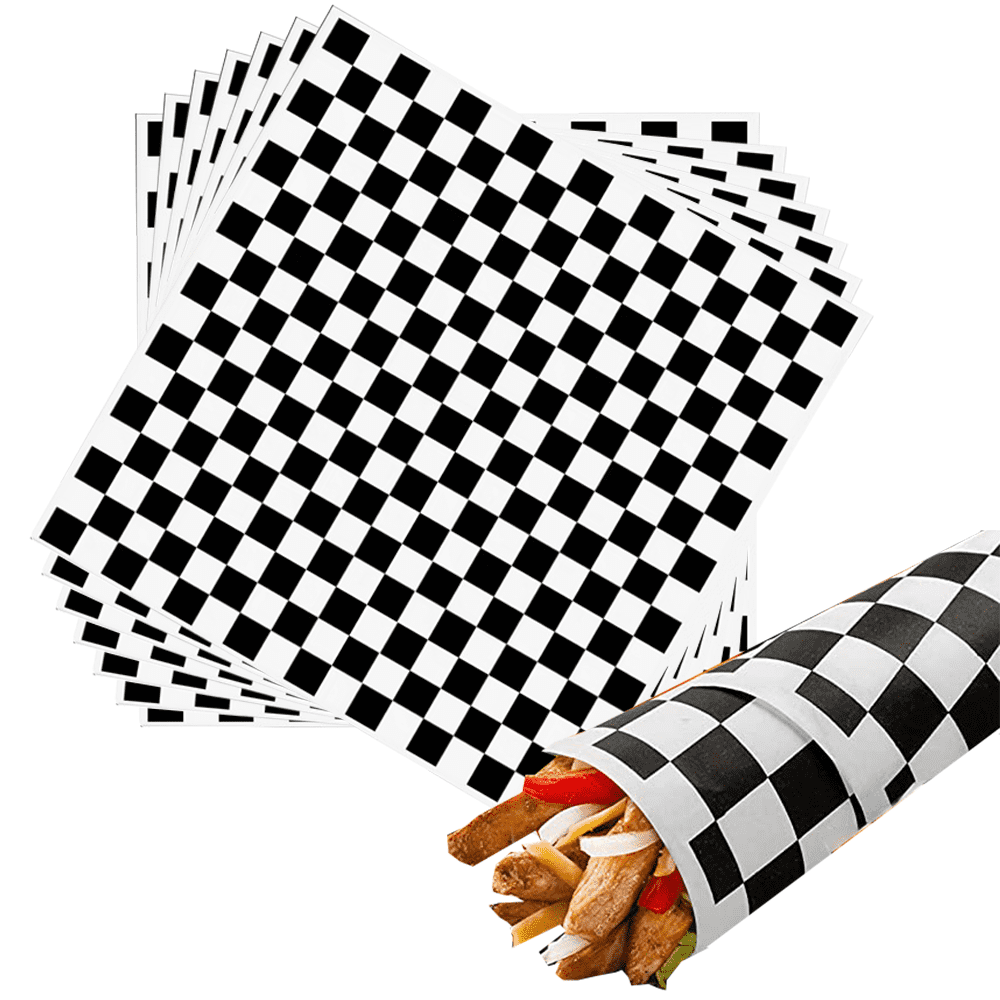 Papapt 100 Sheets Checkered Dry Waxed Paper Sheets 12x12"Premium Grease ...