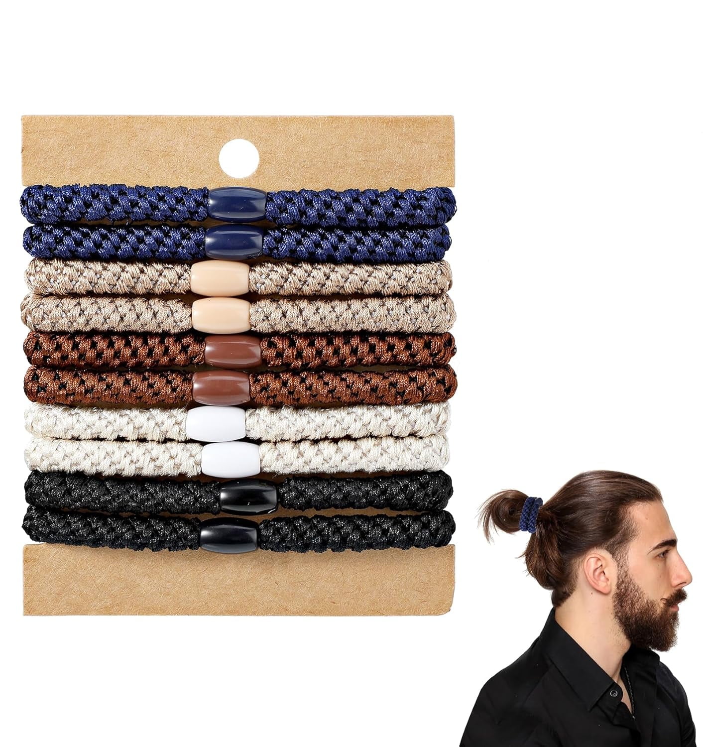Papapt 10pcs Braided Hair Ties, Mens Hair Ties, Elastic Bracelet Hair ...