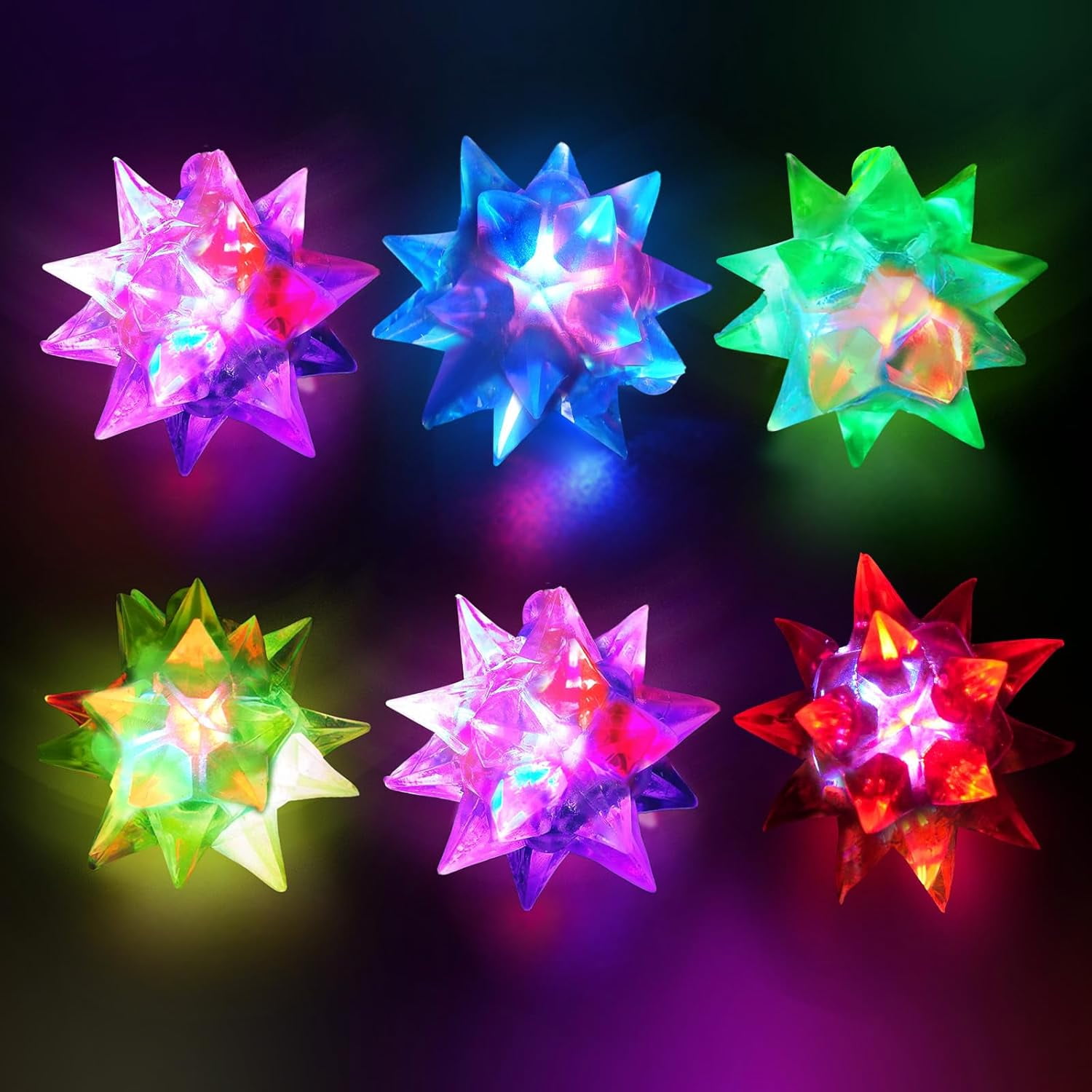 Papapt 12 PCS Flashing Crystal Star Necklaces, Glow Necklaces Bulk ...