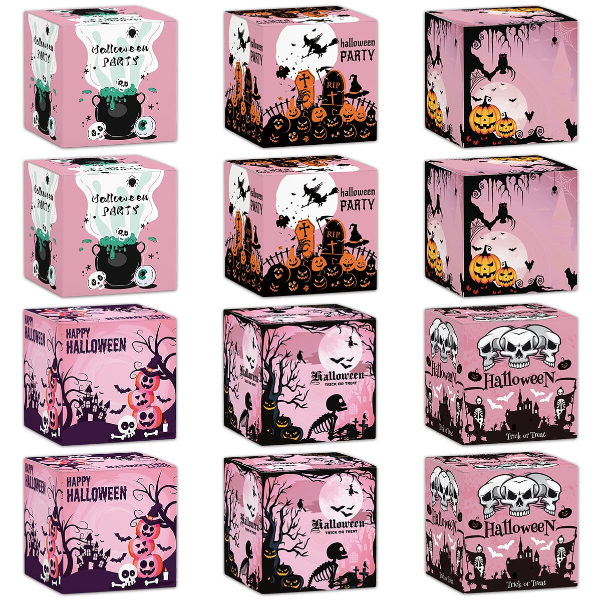 Papapt 12Pcs Halloween Treat Boxes for Trick or Treat Candy Cookie ...