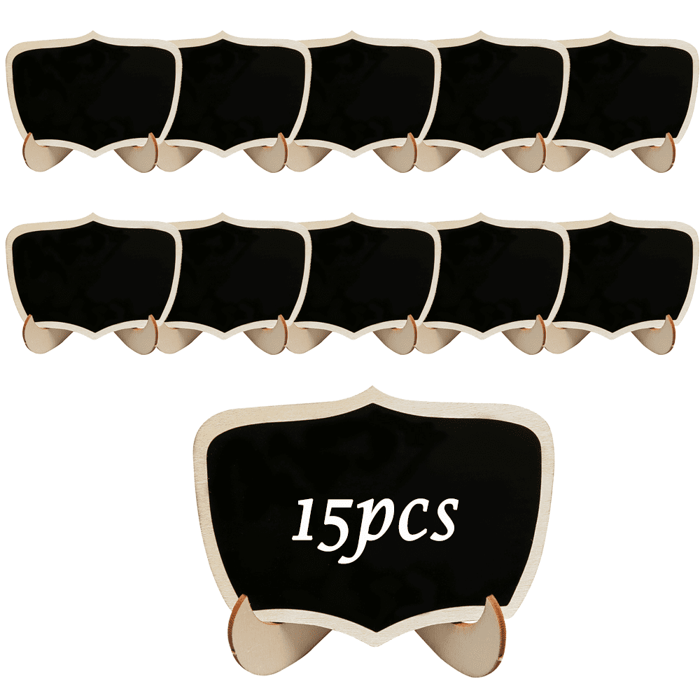 Papapt 15 Pcs Mini Chalkboard 2.9″ x 3.9″ Wooden Blackboard Reusable ...
