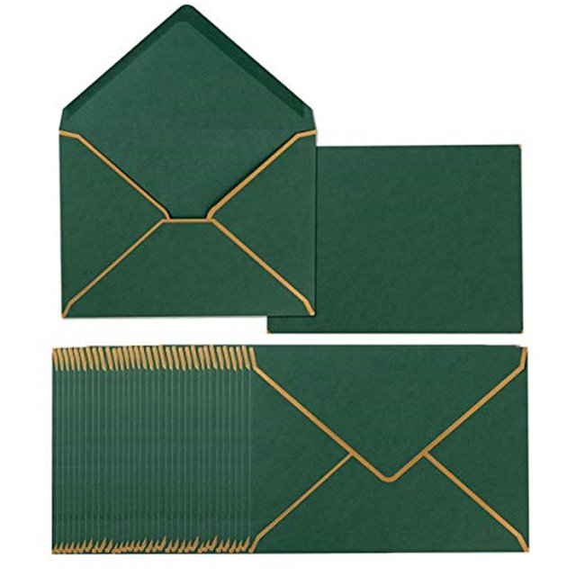 Papapt 50 Pack Envelopes Card with Gold Border for Office, Wedding Gift ...