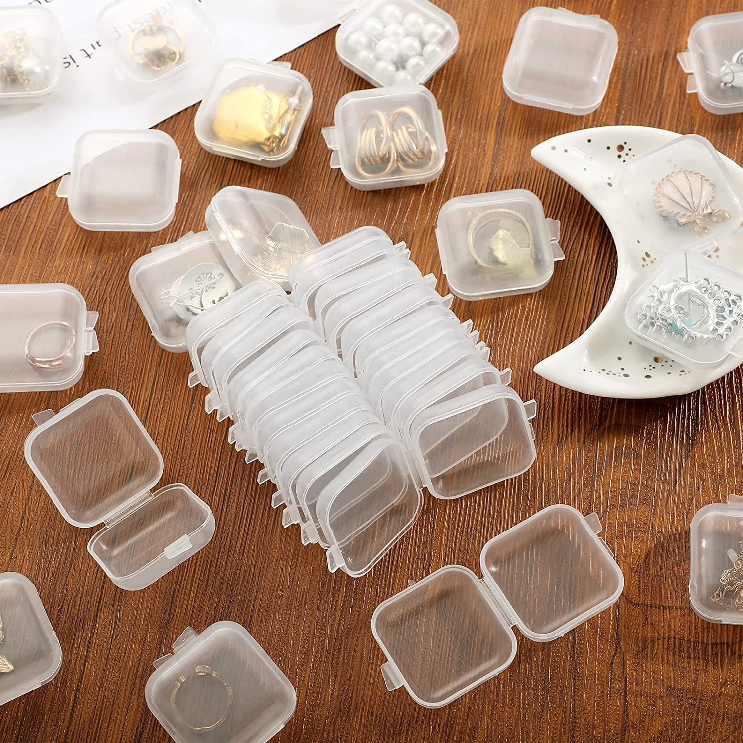 Papapt 50 Pack Small Clear Plastic Storage Containers with Lids, Mini ...