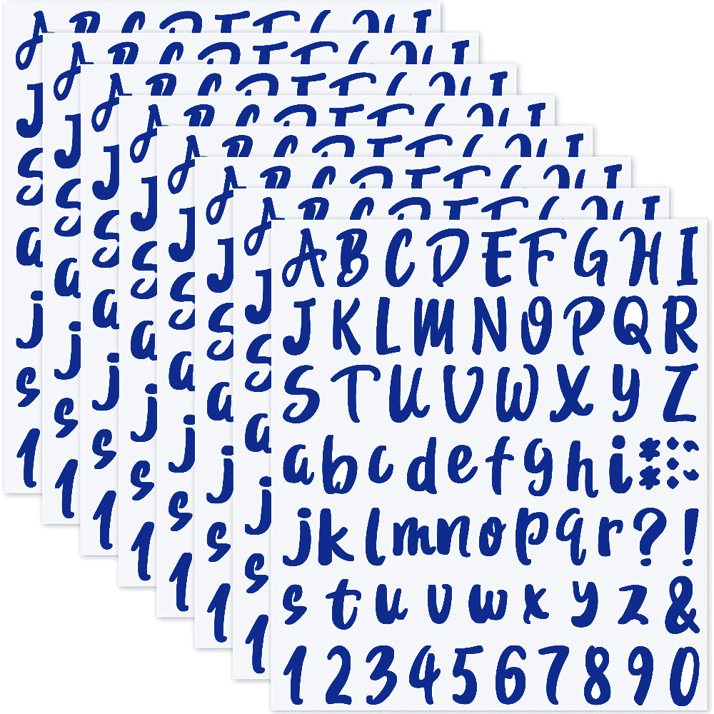 Papapt 576 Pieces 8 Sheets Letter Stickers Glitter Small Self Adhesive ...