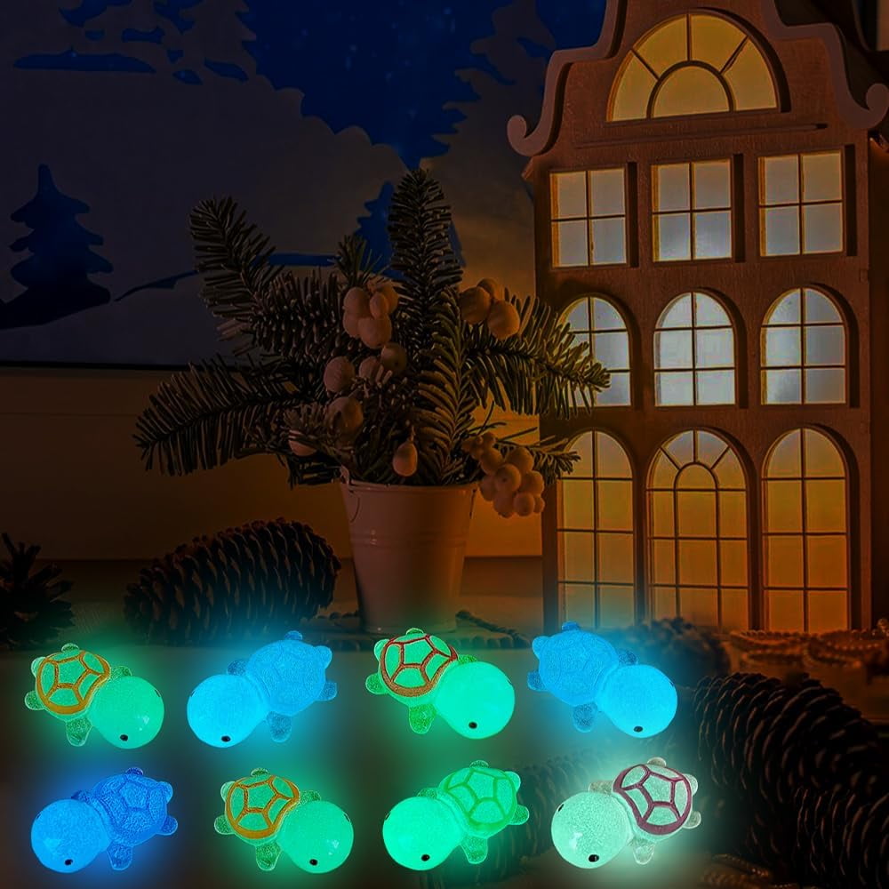 Papapt 60pcs Luminous Tiny Turtle Figures 6 Colors Mini Little Small ...