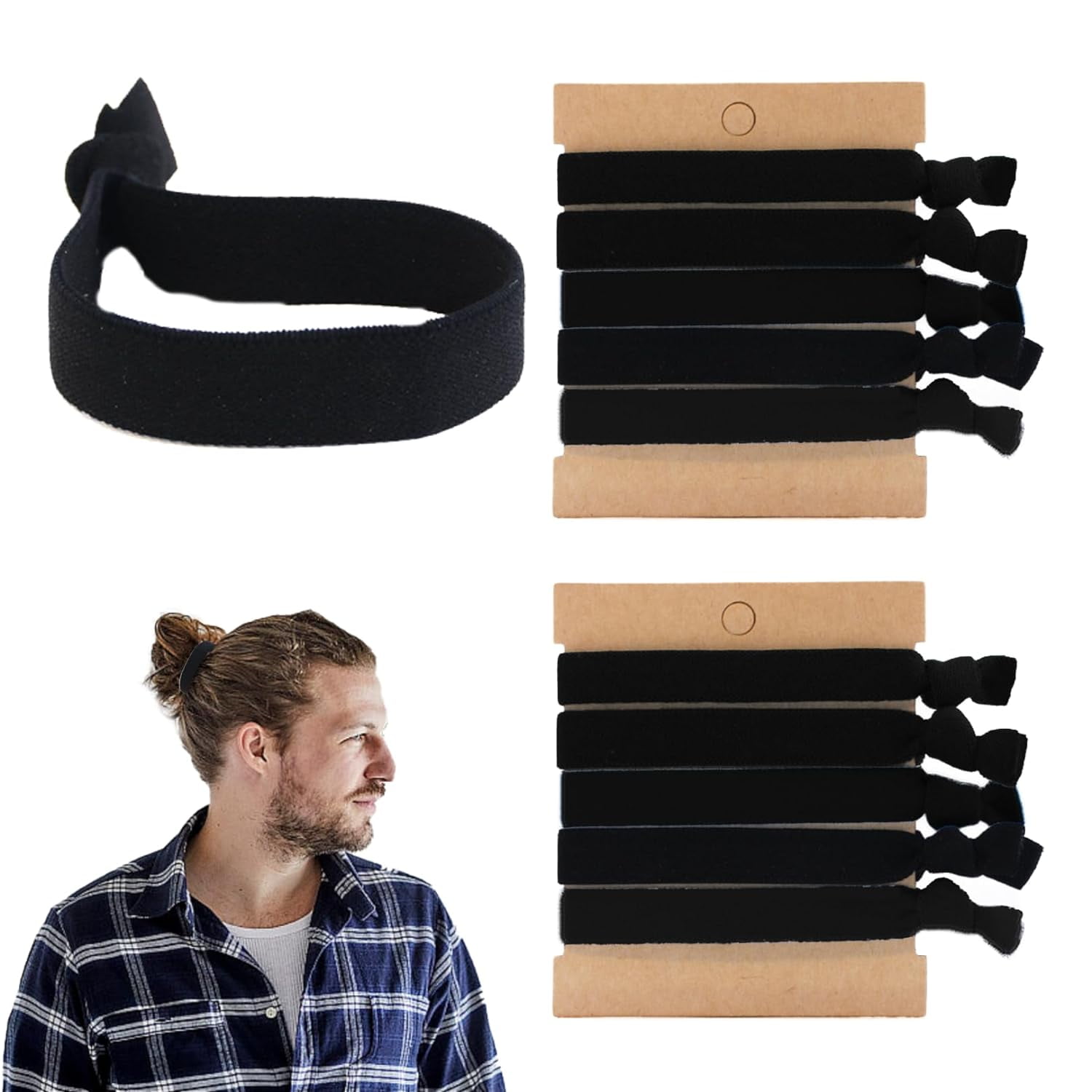 Papapt Knotted Wide Men Hair Ties for Men Buns Curly Thick Dense Hair ...