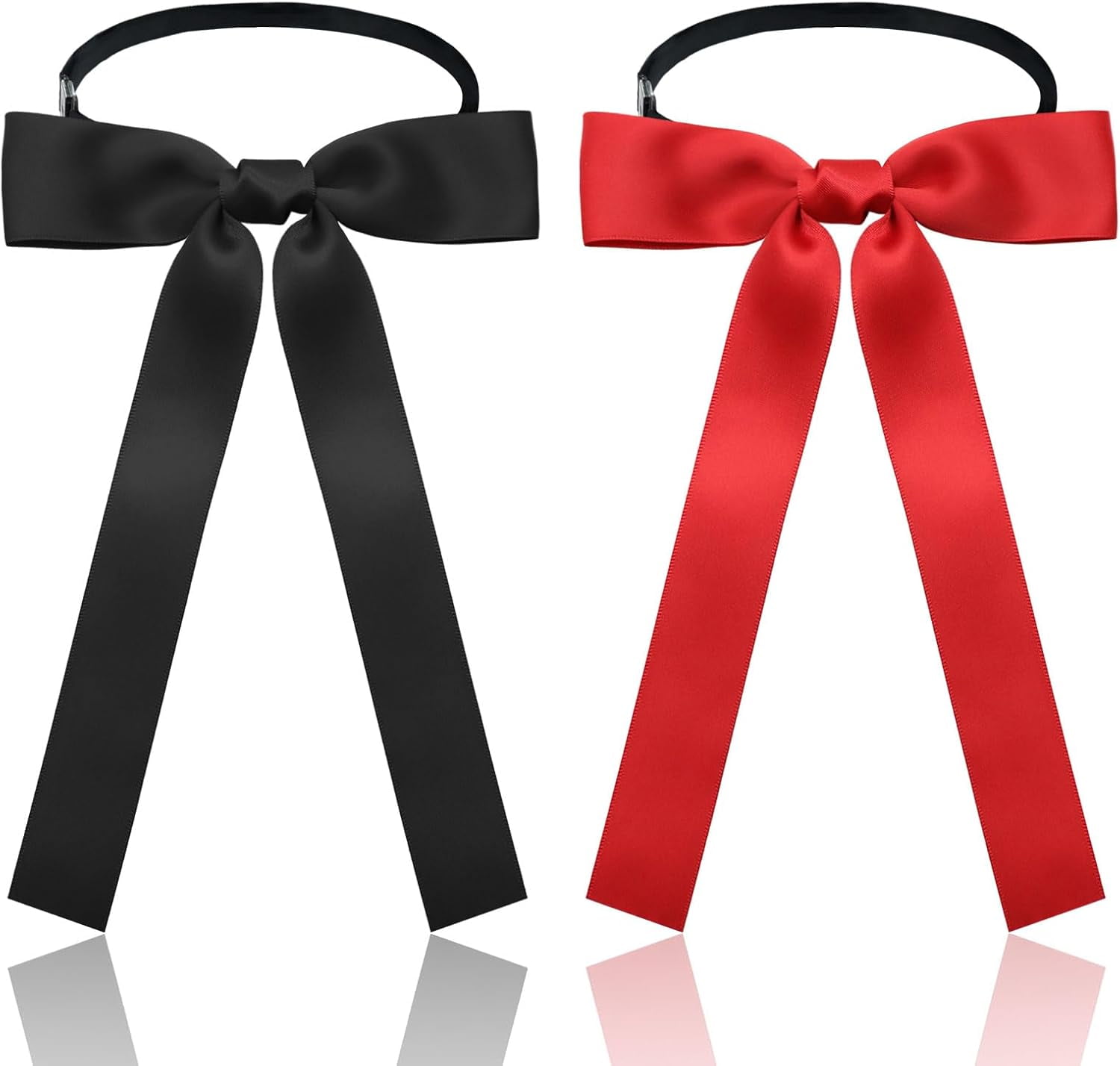 Papapt Western Bow Ties for Men Women, Black/Red Colonel Satin Ribbon ...