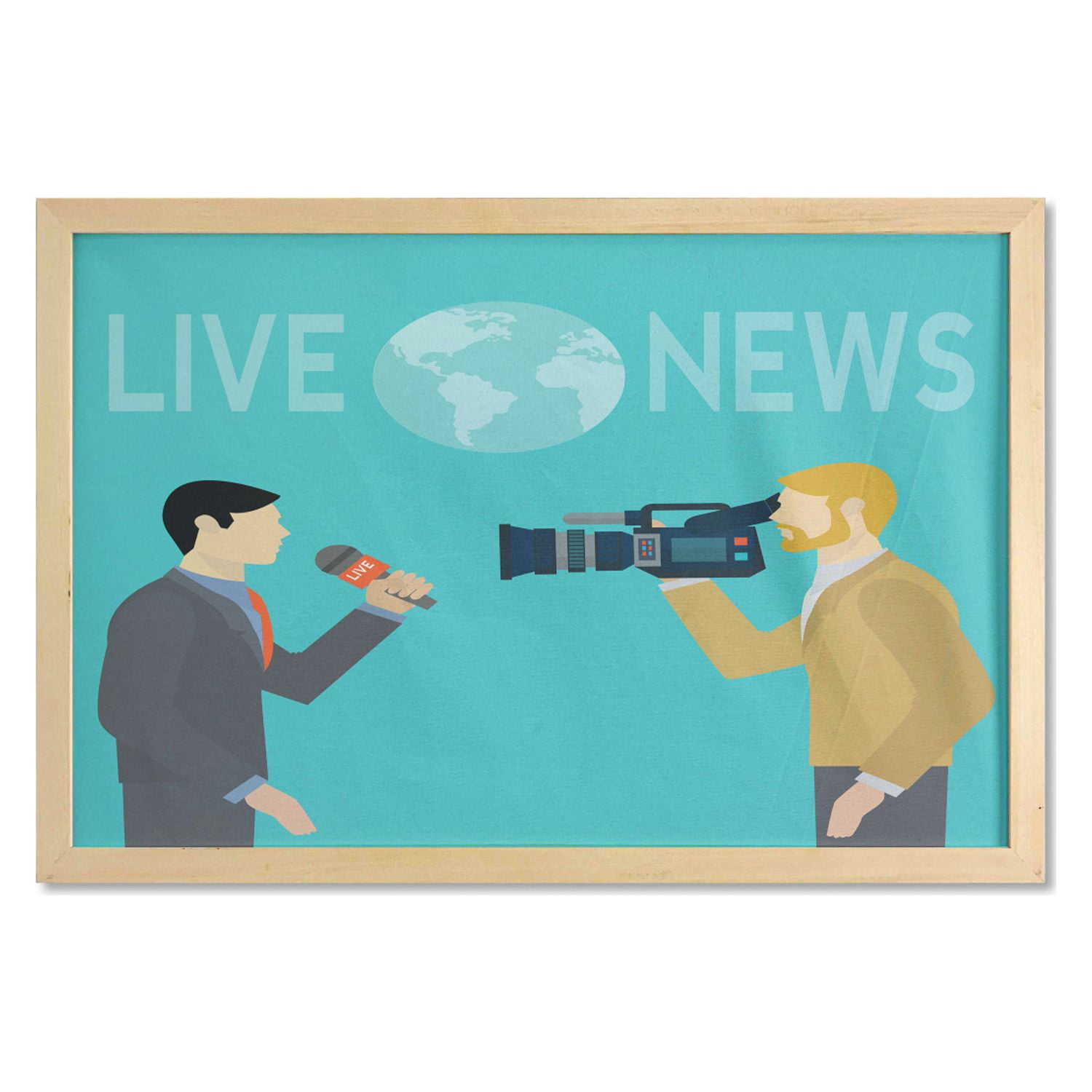 Paparazzi Wall Art with Frame, Live News with Cameraman and Reporter ...