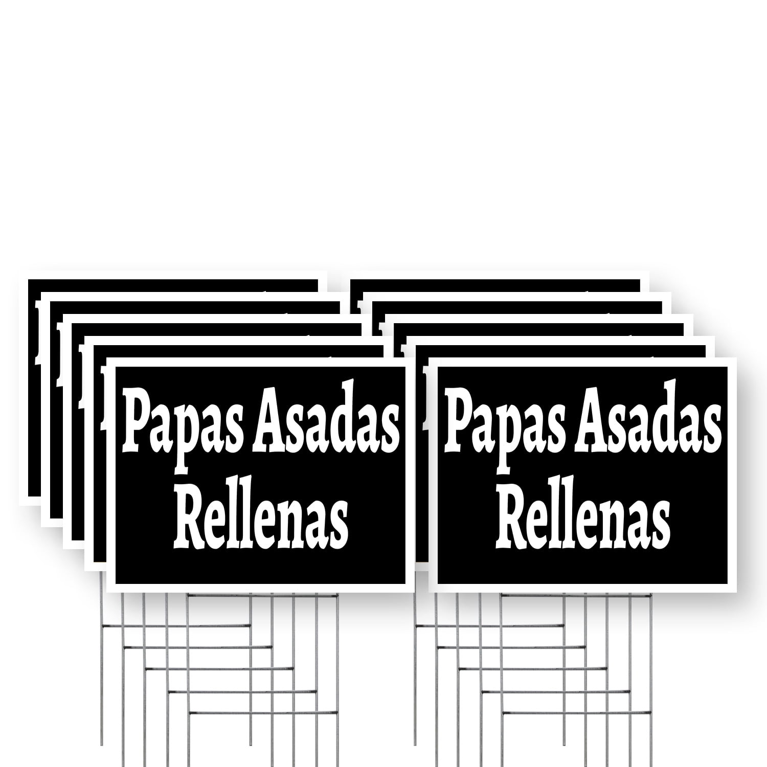 Papas Asadas Rellenas Yard Sign 10 Pack of 12 Inch x 16 Inch Double ...