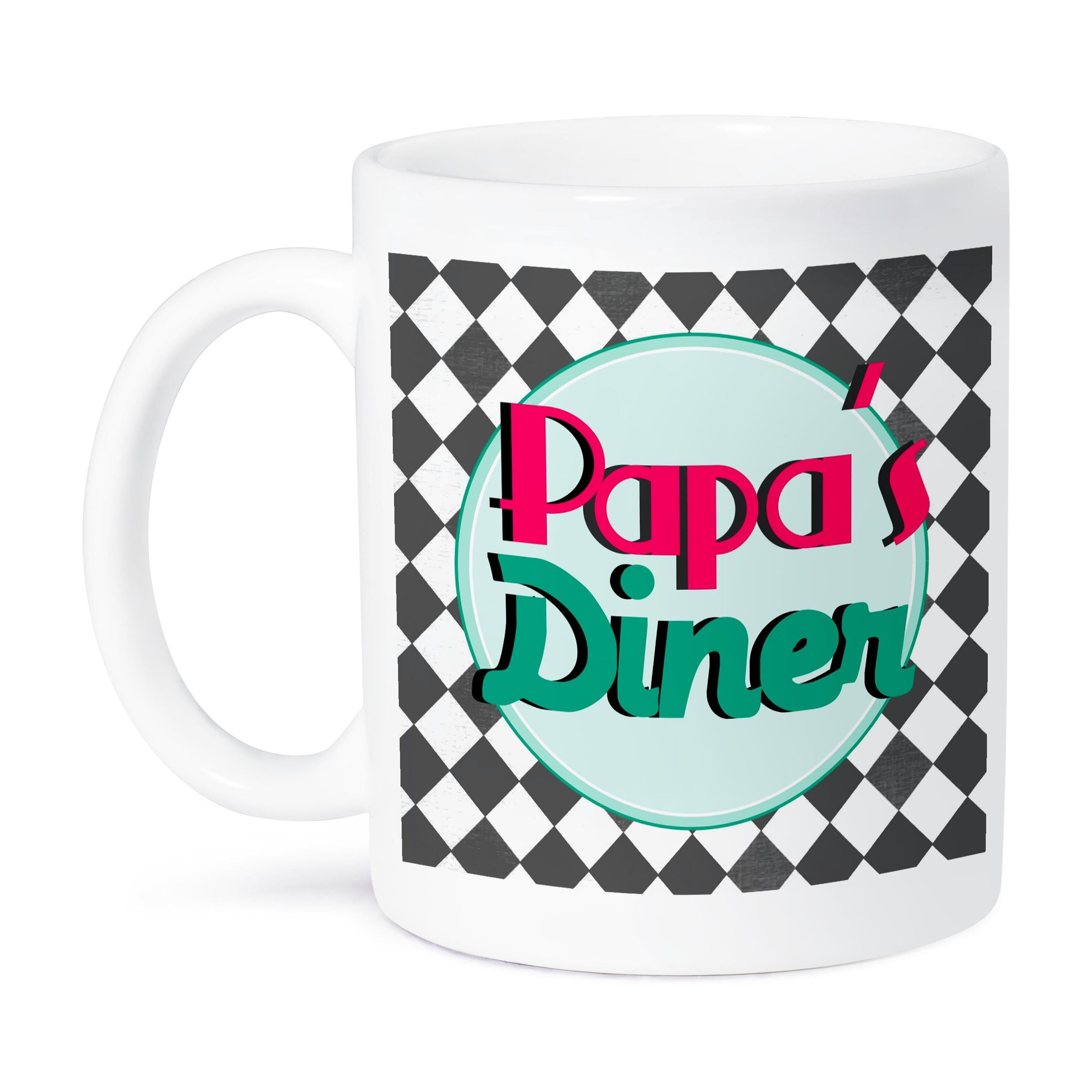 3dRose, Papas Diner on black - Retro hot pink turquoise teal blue 1950s ...