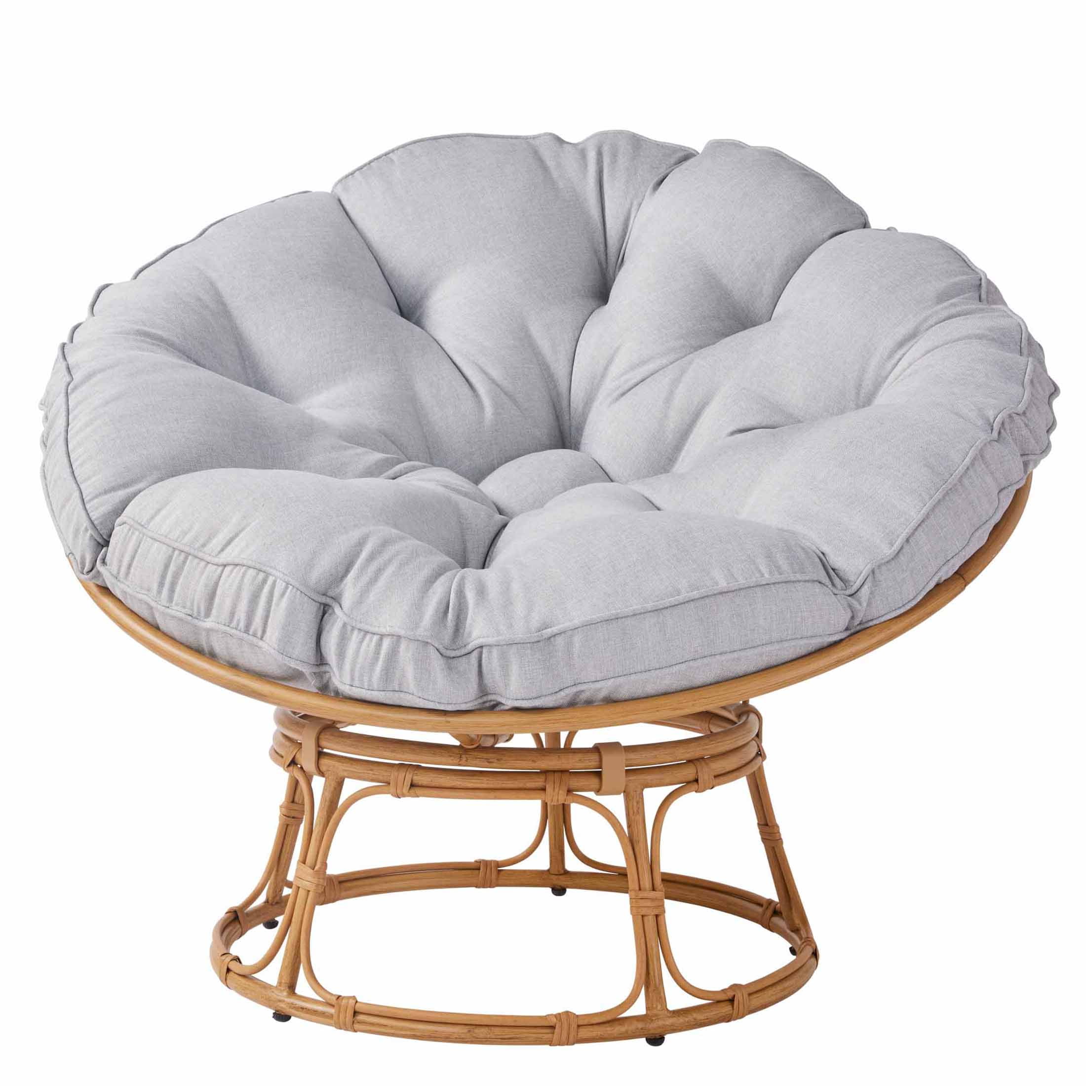 Papasan Chair, Gray Linen Dimensions: 43.7 in L x 39.4 in W x 32.7 in H ...