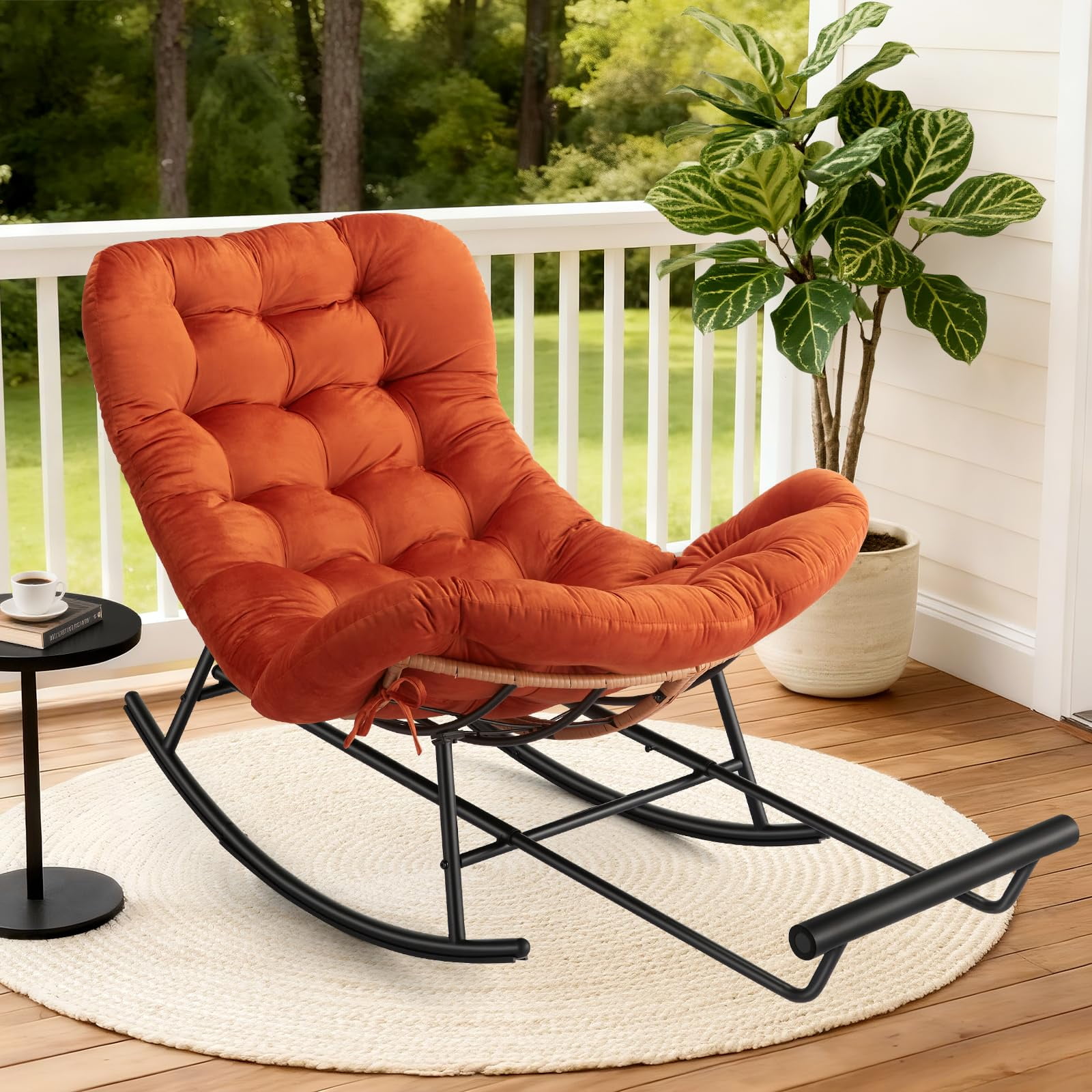 Papasan Rocking Chair with Foot Rest, Oversized Papasan Chair with ...
