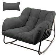 SWITTE Outdoor Rocking Chair, Indoor Lounge Rocking Chair with Cushion ...