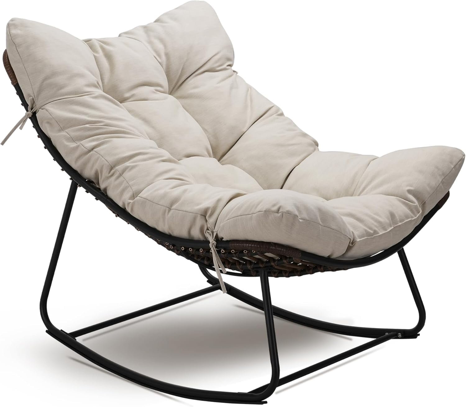 Papasan Rocking Chair, Oversized Patio Rattan Wicker Lounge Rocker ...