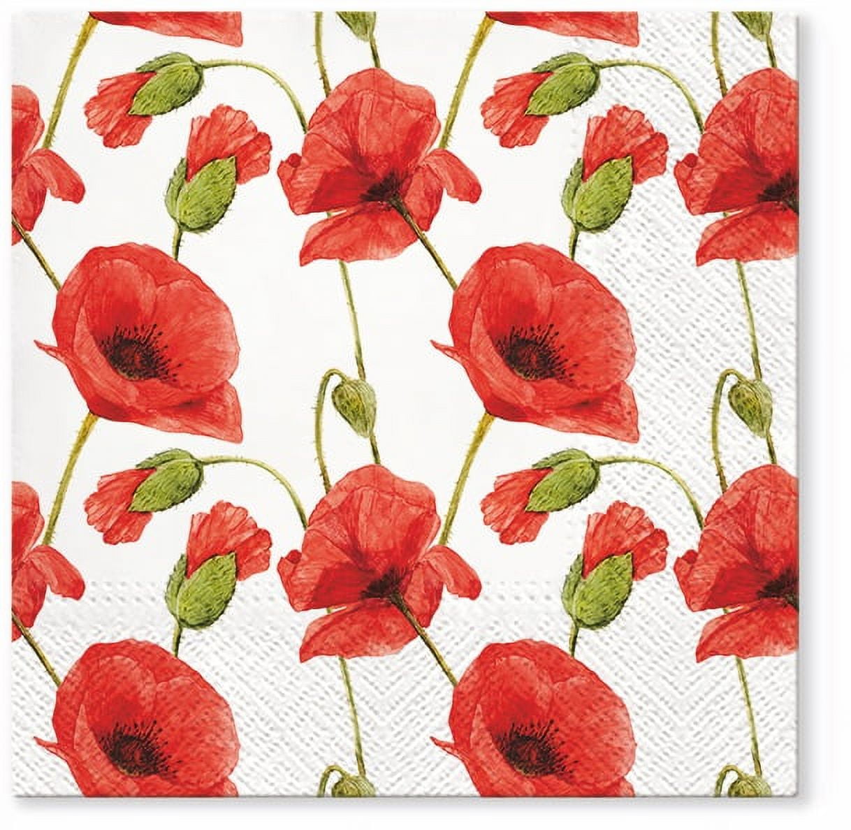 Papaver Poppy Meadow - Decorative Floral Lunch Paper Napkins 40pcs ...