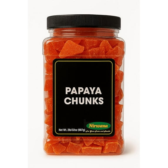Papaya Chunks – Jar – Dried Fruit for Snacking and Baking 2 lb ...