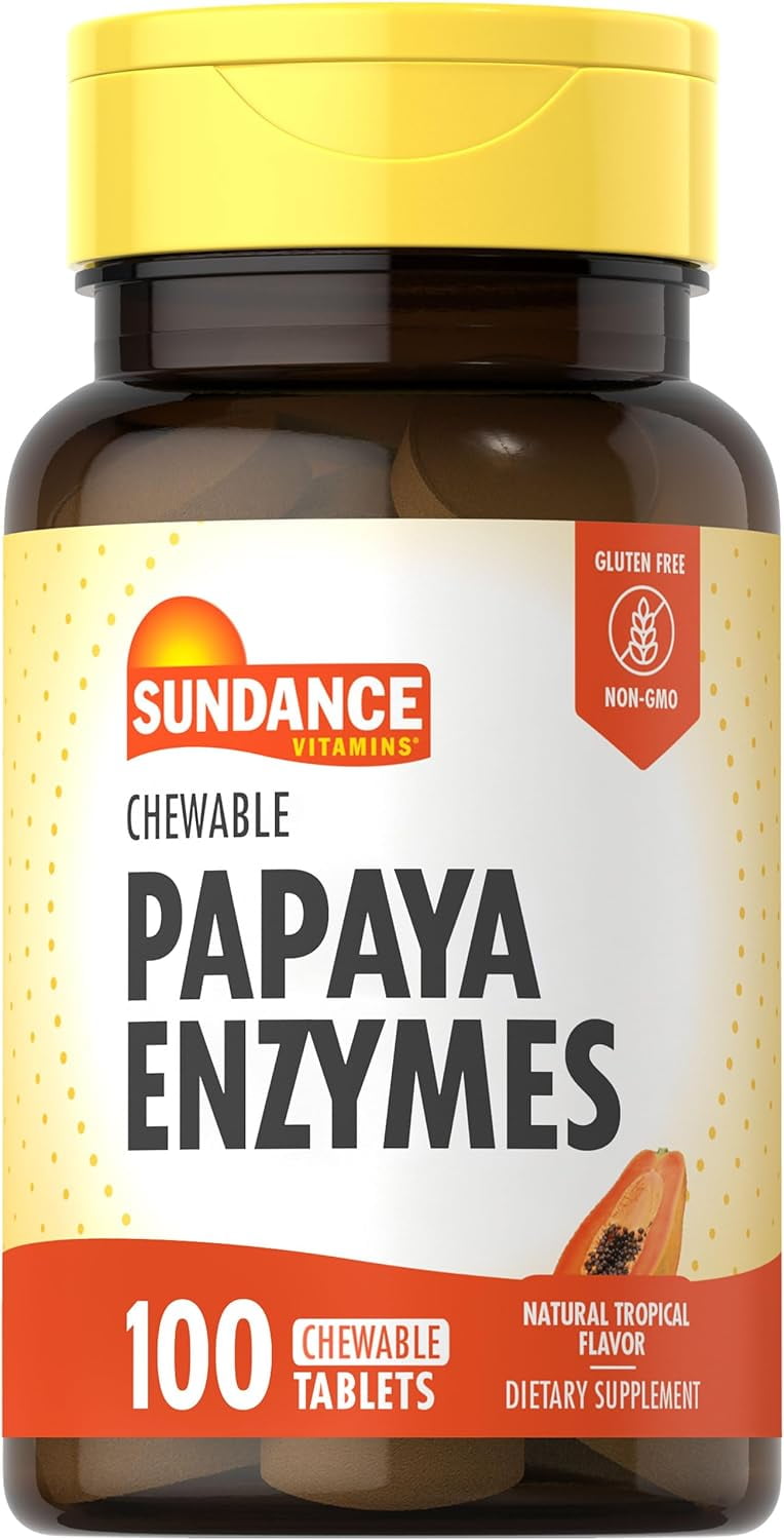 Papaya Enzymes | 100 Chewable Tablets | Tropical Flavor | by Sundance ...