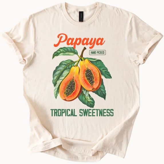 Papaya Hand Picked Tropical Sweetness Graphic T-Shirt Fruit Tee ...