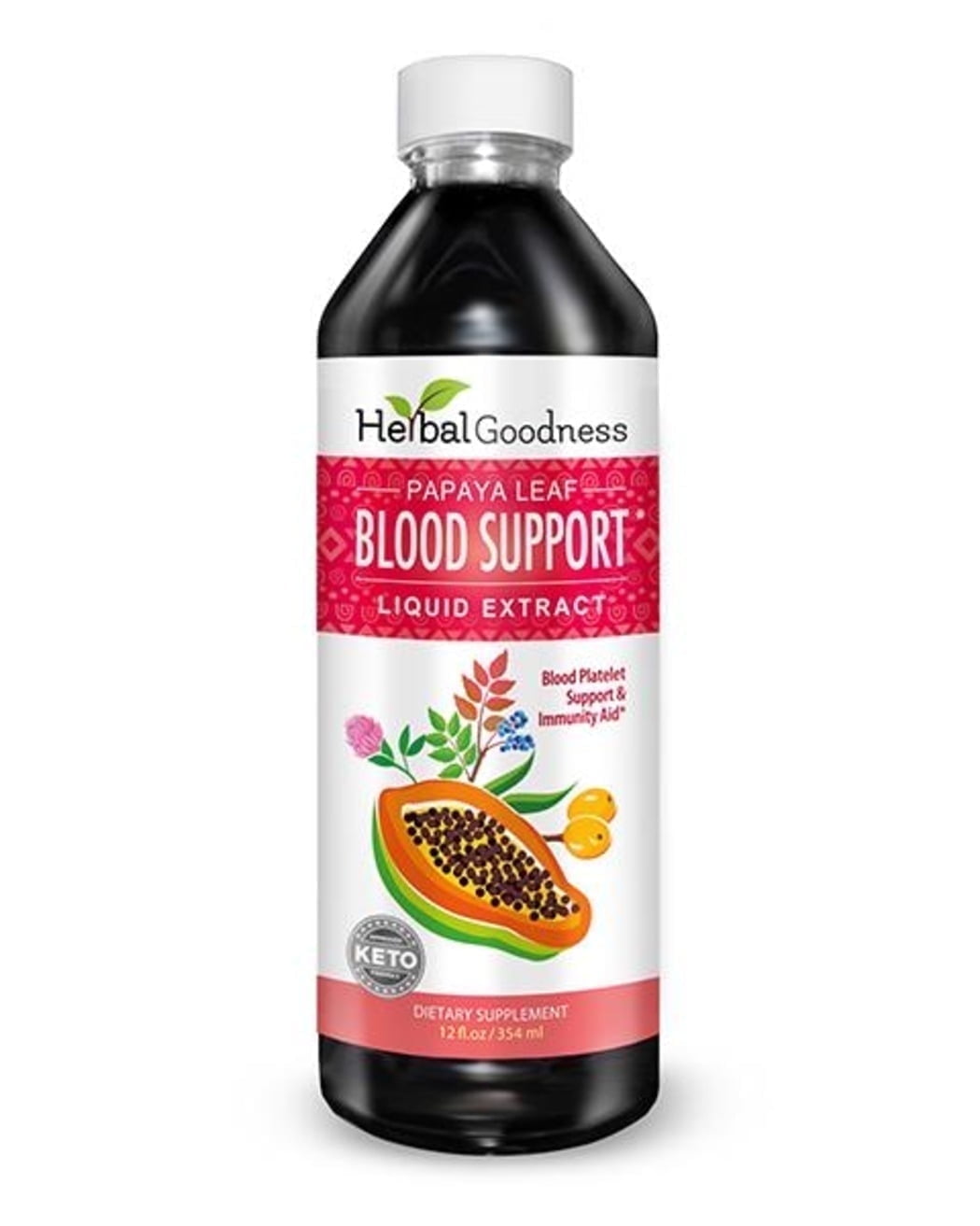 Papaya Leaf Extract Blood Support 12fl.oz, Organic Healthy Platelets ...
