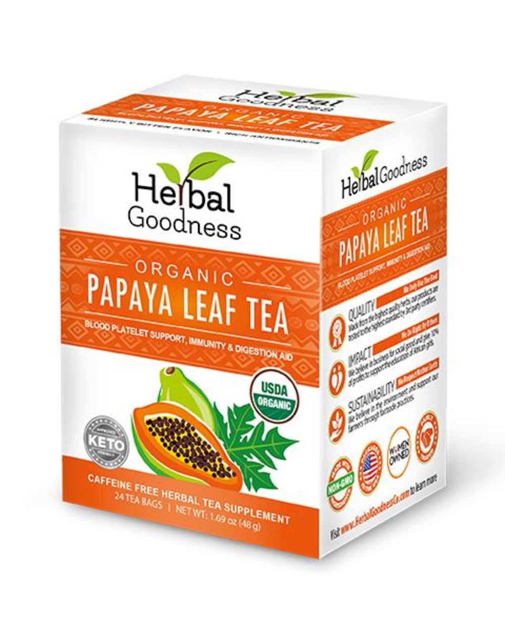 Herbal Goodness Organic Papaya Leaf Tea - Super Antioxidant, Boosts ...