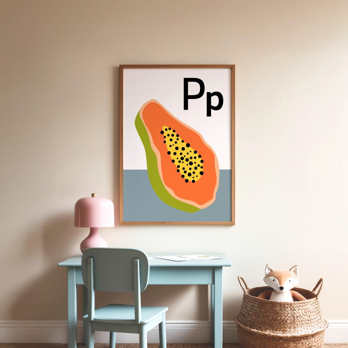Papaya Poster: Tropical Fruit Illustration, Retro Kitchen Wall Art ...