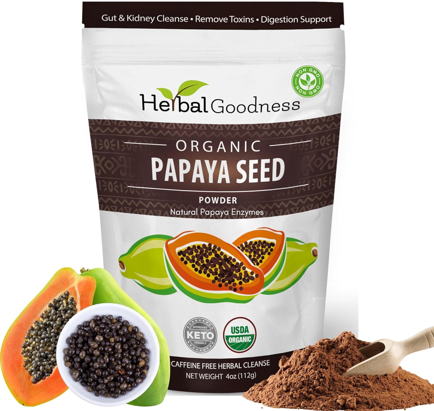 Herbal Goodness Papaya Seed Powder, Digestive Enzymes Support, Kidney ...