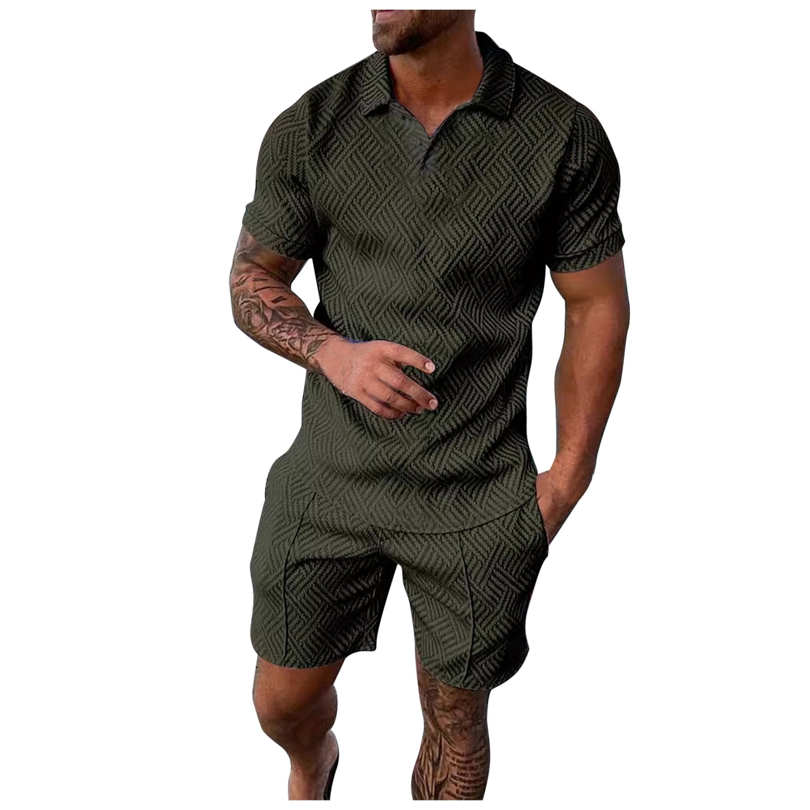 Papeey Men 2 Piece Short Sets Outfits Casual Graphic Matching Tracksuit