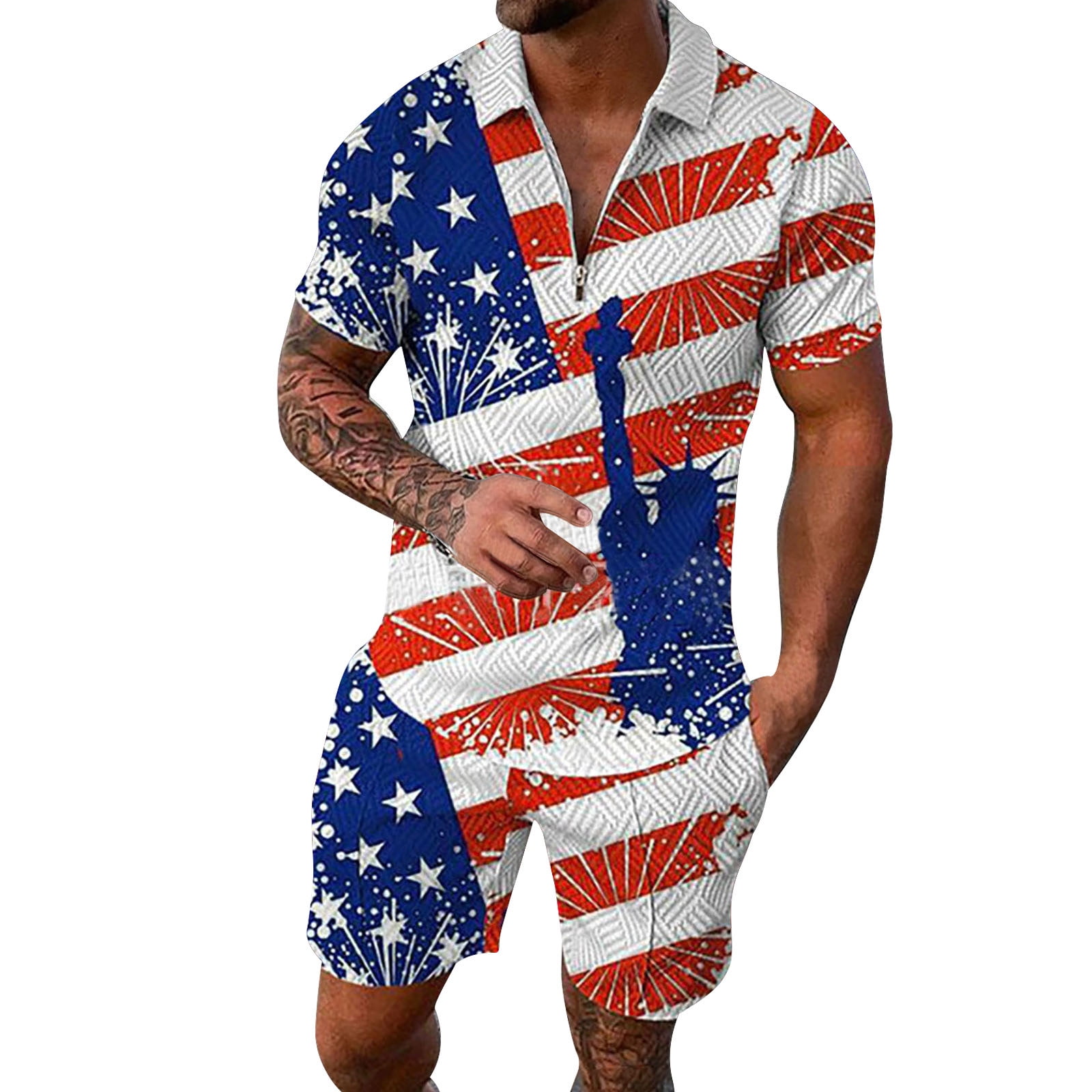 Papeey Men Two Piece Outfits Sets Casual White Hawaiian Slim Fit