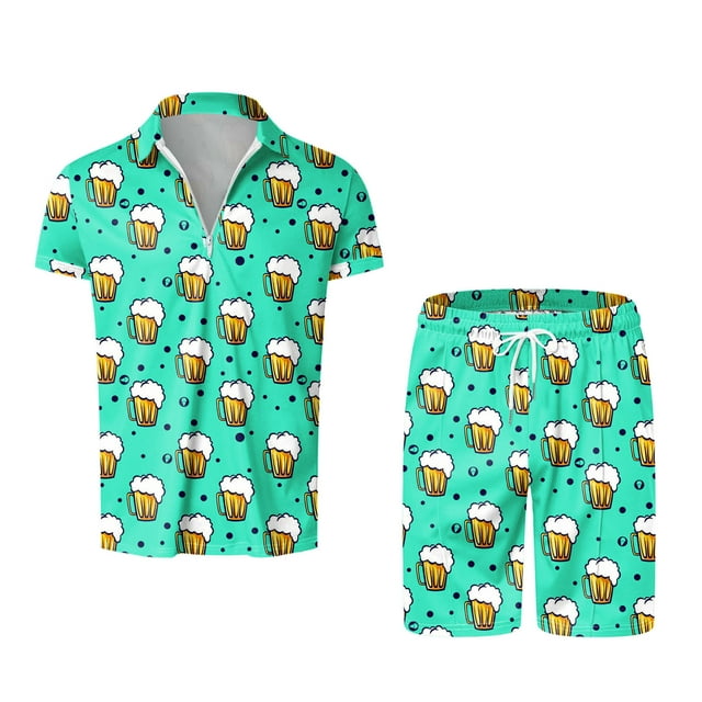 Papeey Mens Short Set Beach Vacation Set Matching Tracksuit Tropical 2