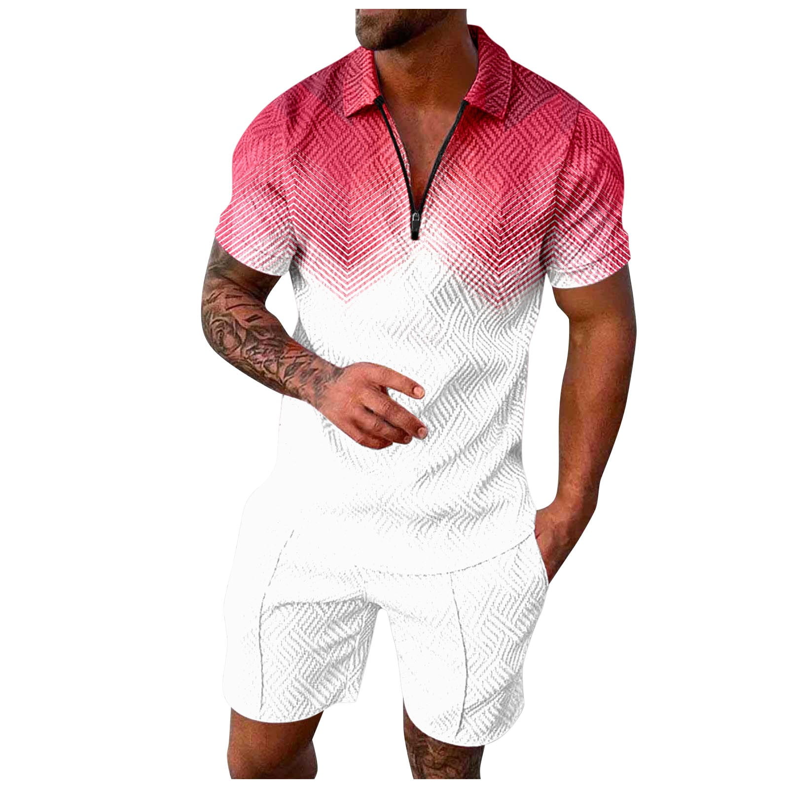 Papeey Mens Short Sets Outfits 2 Piece Slim Fit Sets Outfits Polo