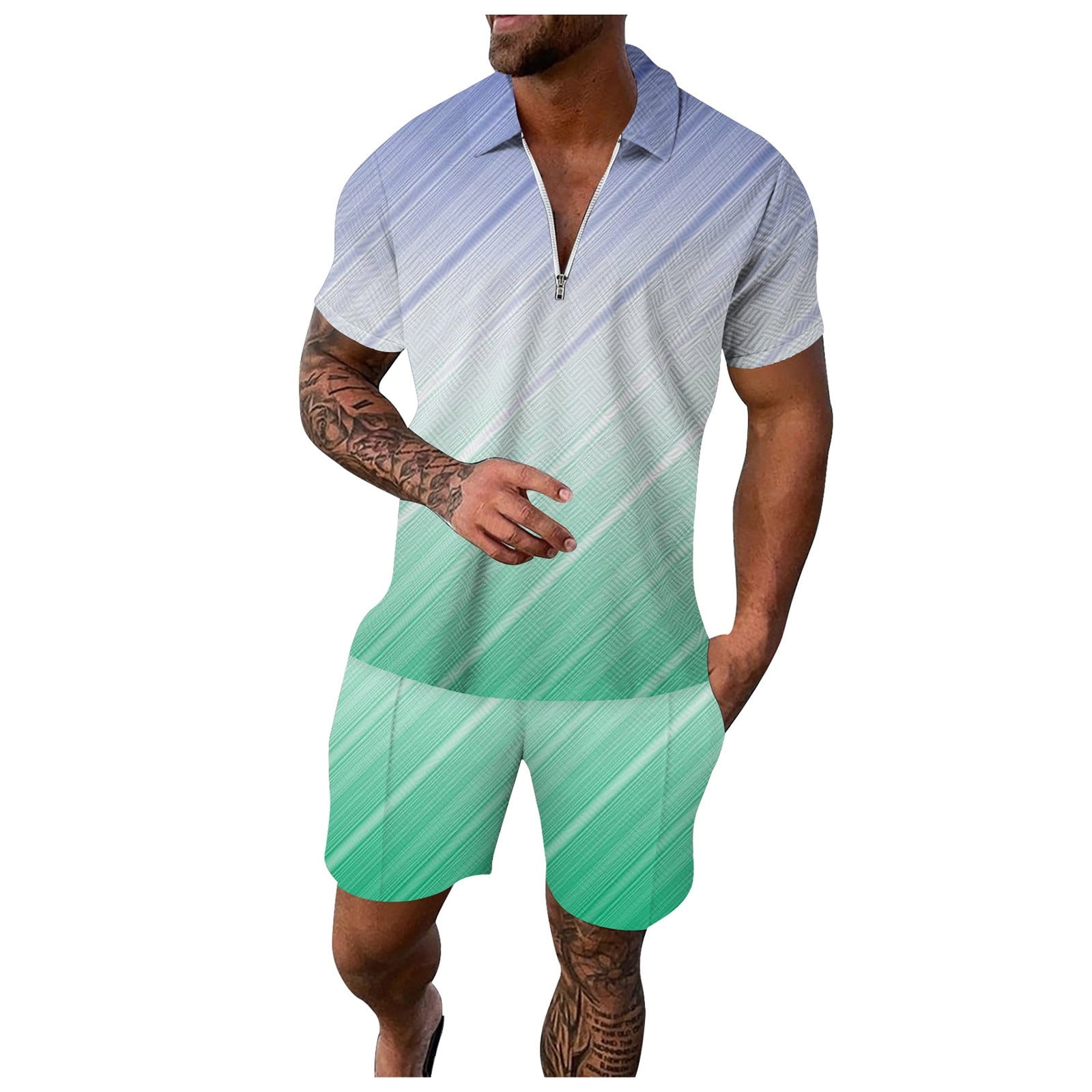 Papeey Mens Short Sets Outfits 2 Piece White Summer Slim Fit Short Set