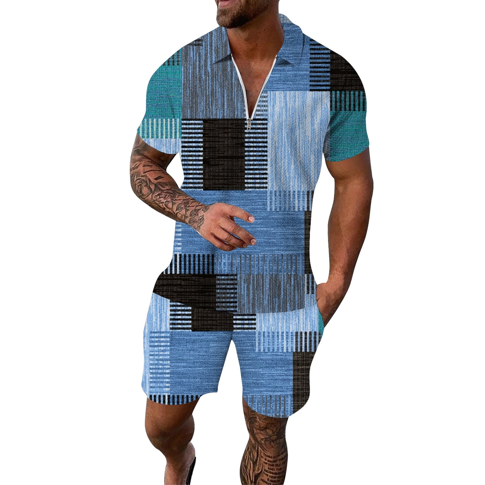 Papeey Mens Vacation Sets 2 Piece Outfits Polo Shirt Sets Outfits Set