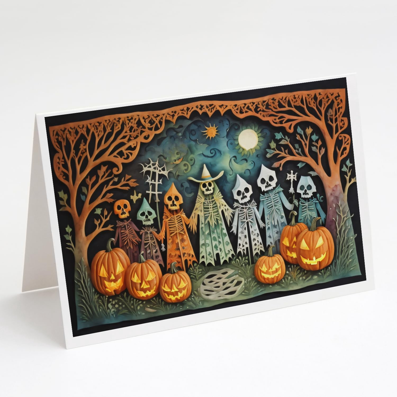 Papel Picado Skeletons Spooky Halloween Greeting Cards and Envelopes ...