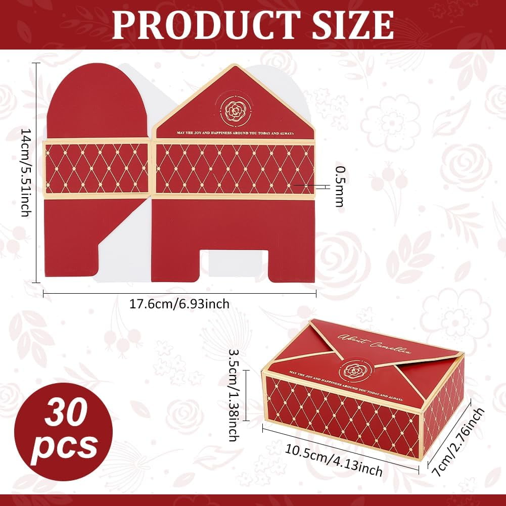 Paper 30 Pack Red Wedding Favor Boxes 4.1x2.75x1.37 Inch Candy Box ...