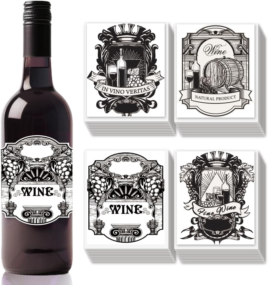 Paper 40 Pcs Best Blend Family Cellars Wine Labels for Bottles Black ...