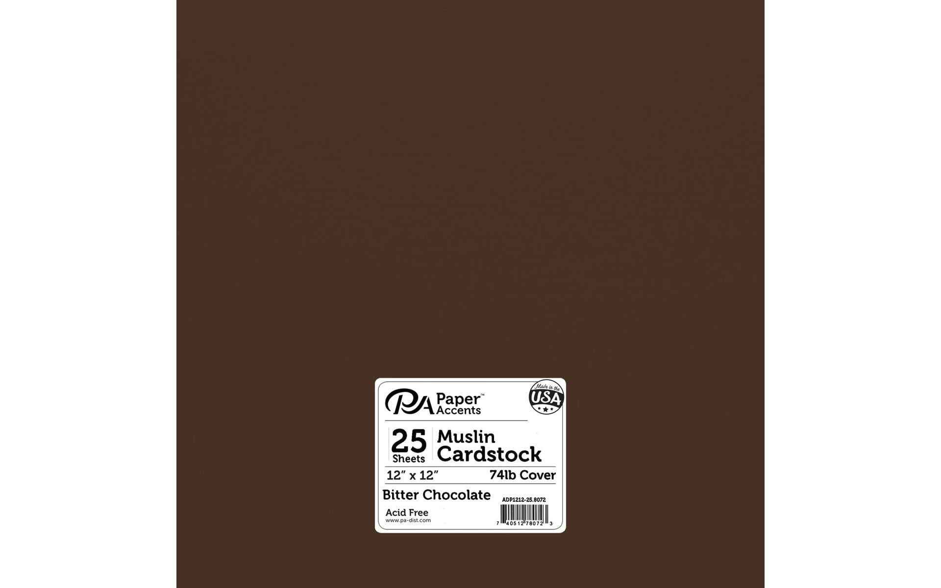 Paper Accents Cardstock 12"x 12" Muslin 74lb Bitter Chocolate 25pc ...