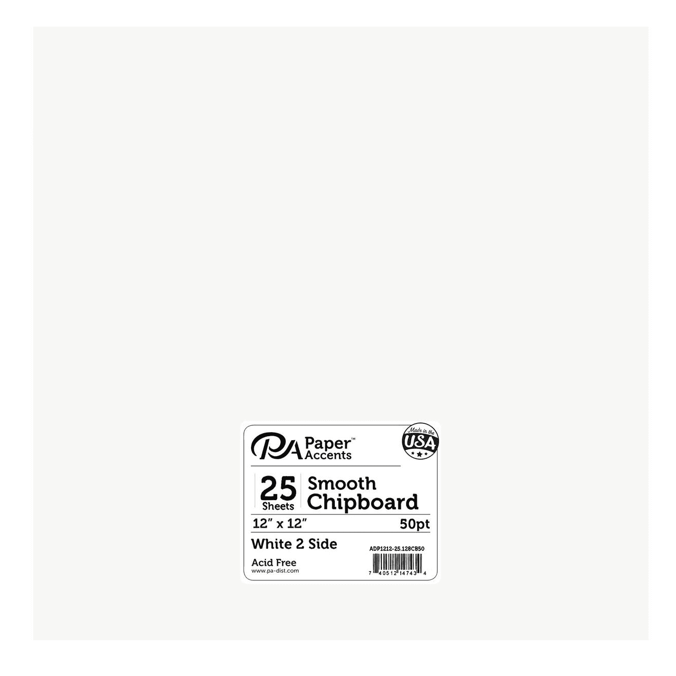 Paper Accents Chipboard 12"x 12" XL Heavy 50pt White 2 Side 25pc ...