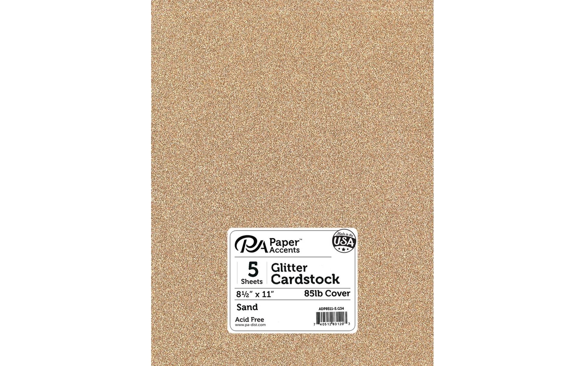 Paper Accents Glitter Cardstock 8.5"x 11" 85lb Sand 5pc - Walmart.com